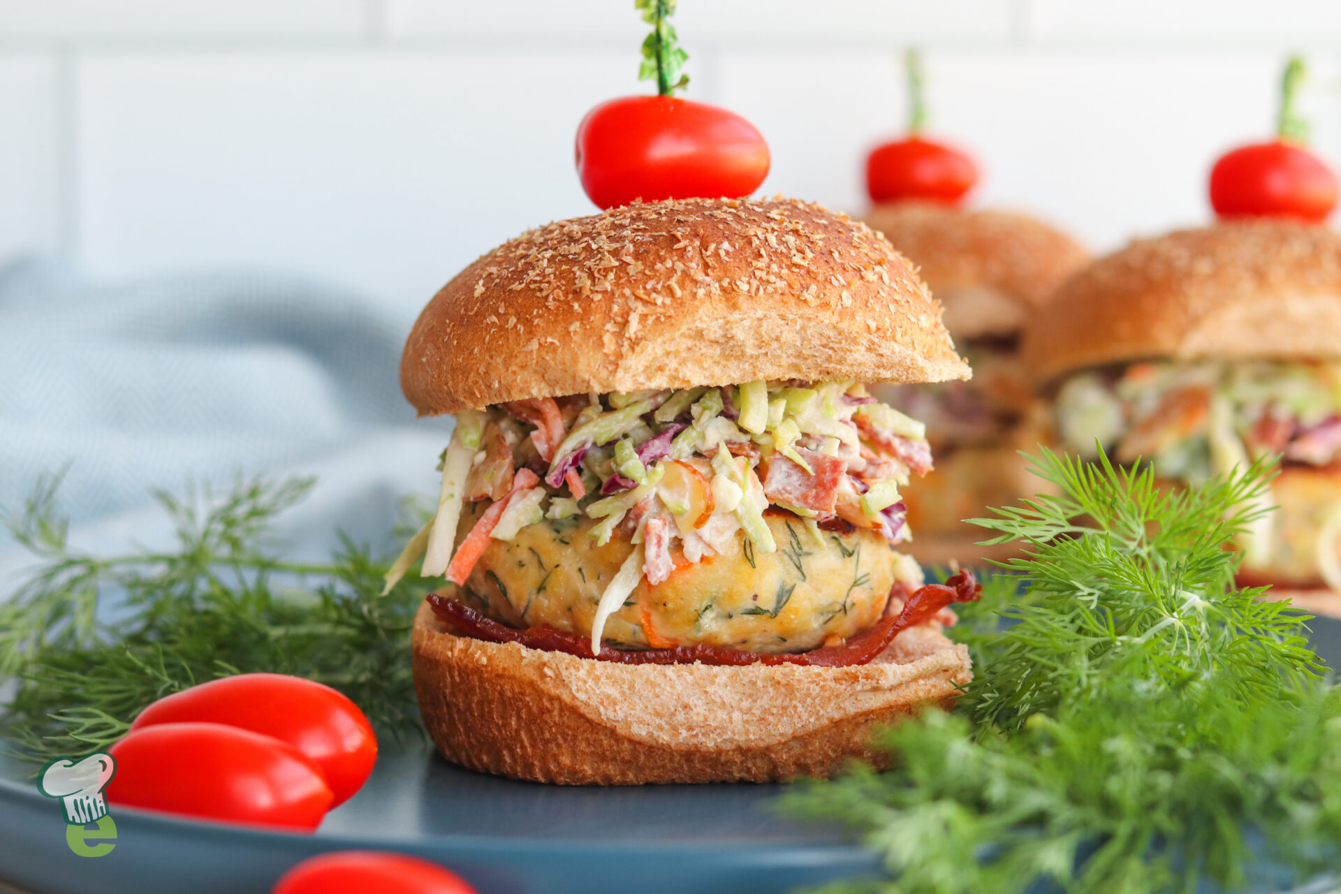 Dill Chicken Burgers with Bacon Broccoli Slaw - Baton Rouge Clinic